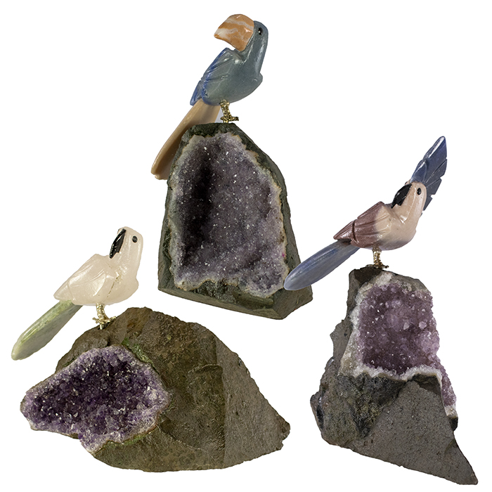 Gemstone Birds on Amethyst | Silver Streak