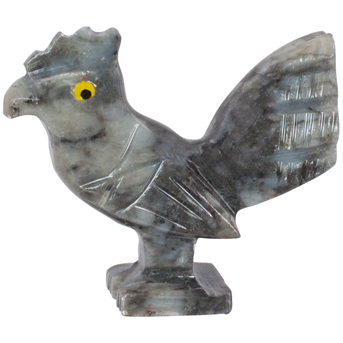 Carved Stone Rooster: Silver Streak